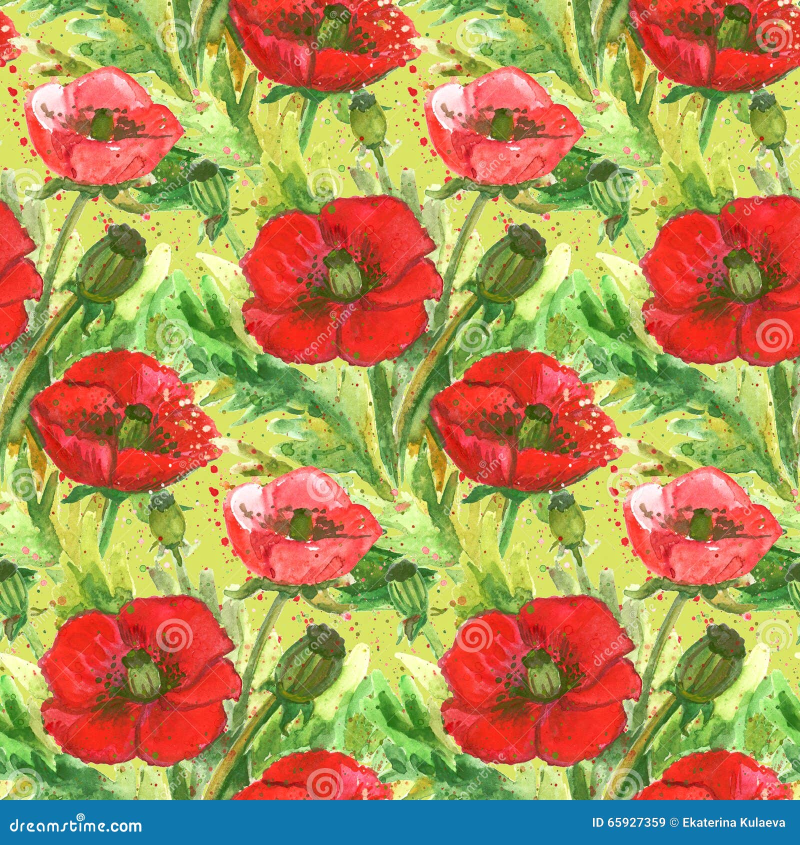 Red Poppies Flower Watercolor Illustration Stock Illustration