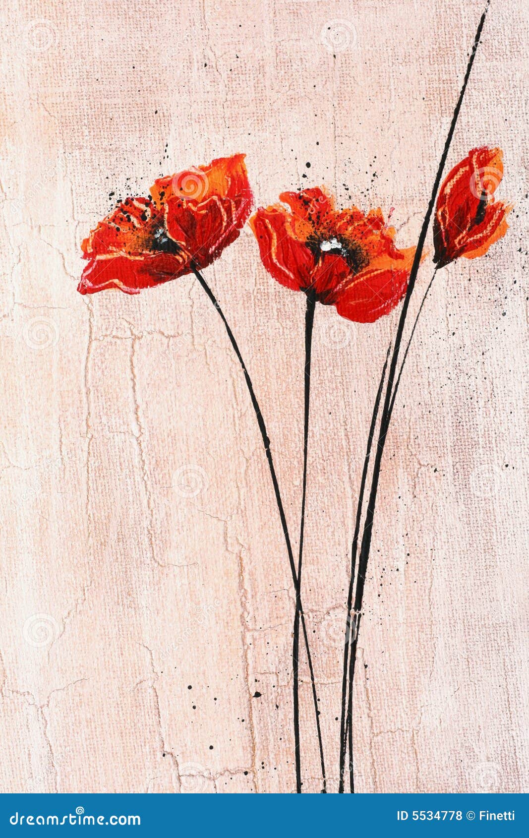 Red poppies on texture stock illustration. Illustration of frame - 5534778