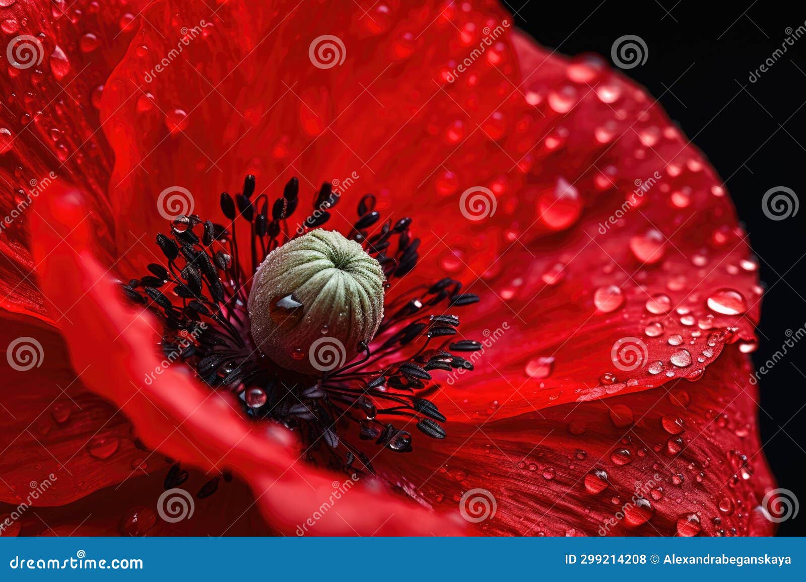 Red Poppy with Dew Drops on the Petals Stock Photo - Image of people ...