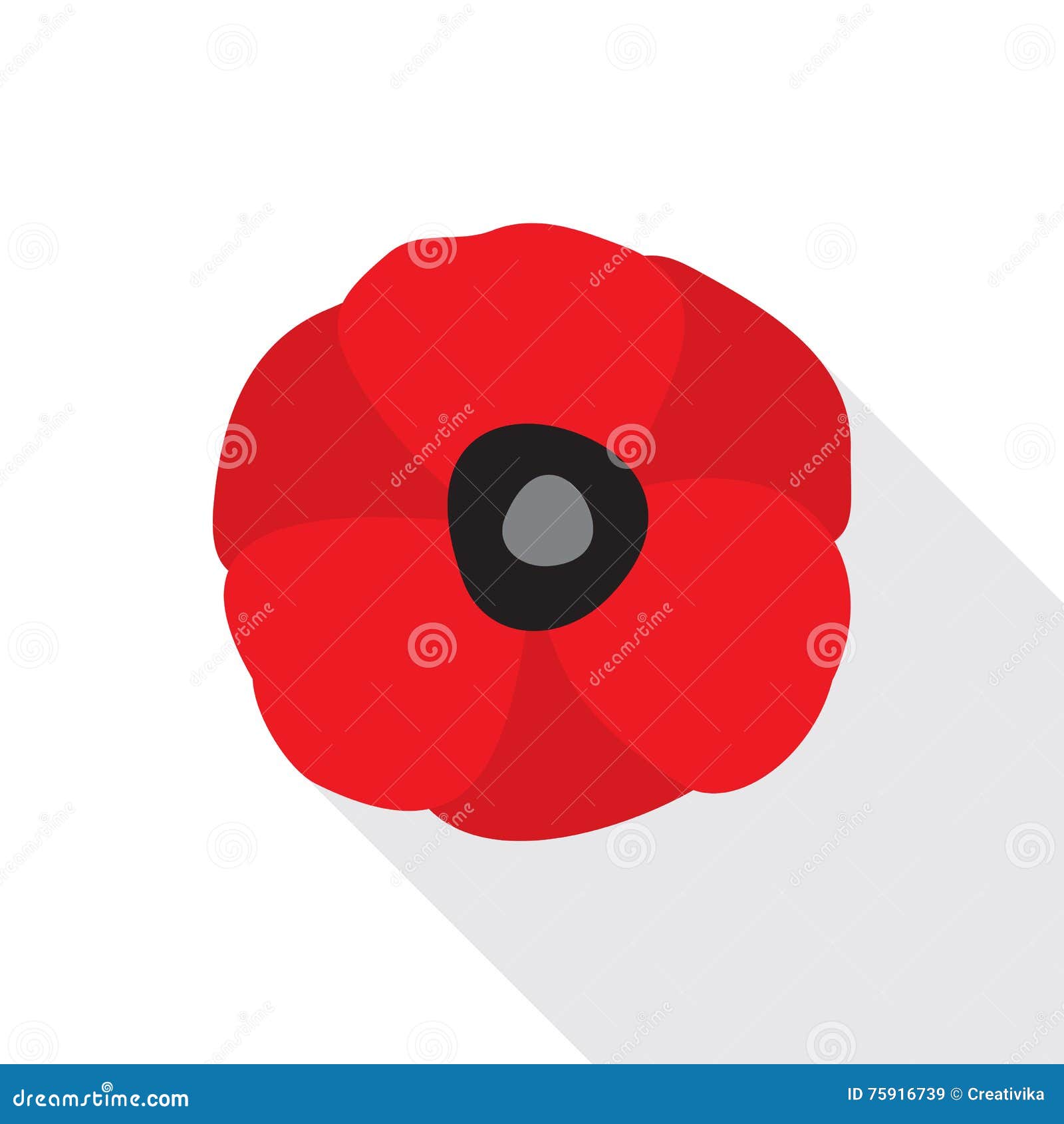 Red Poppy Flat Icon stock vector. Illustration of summer - 75916739