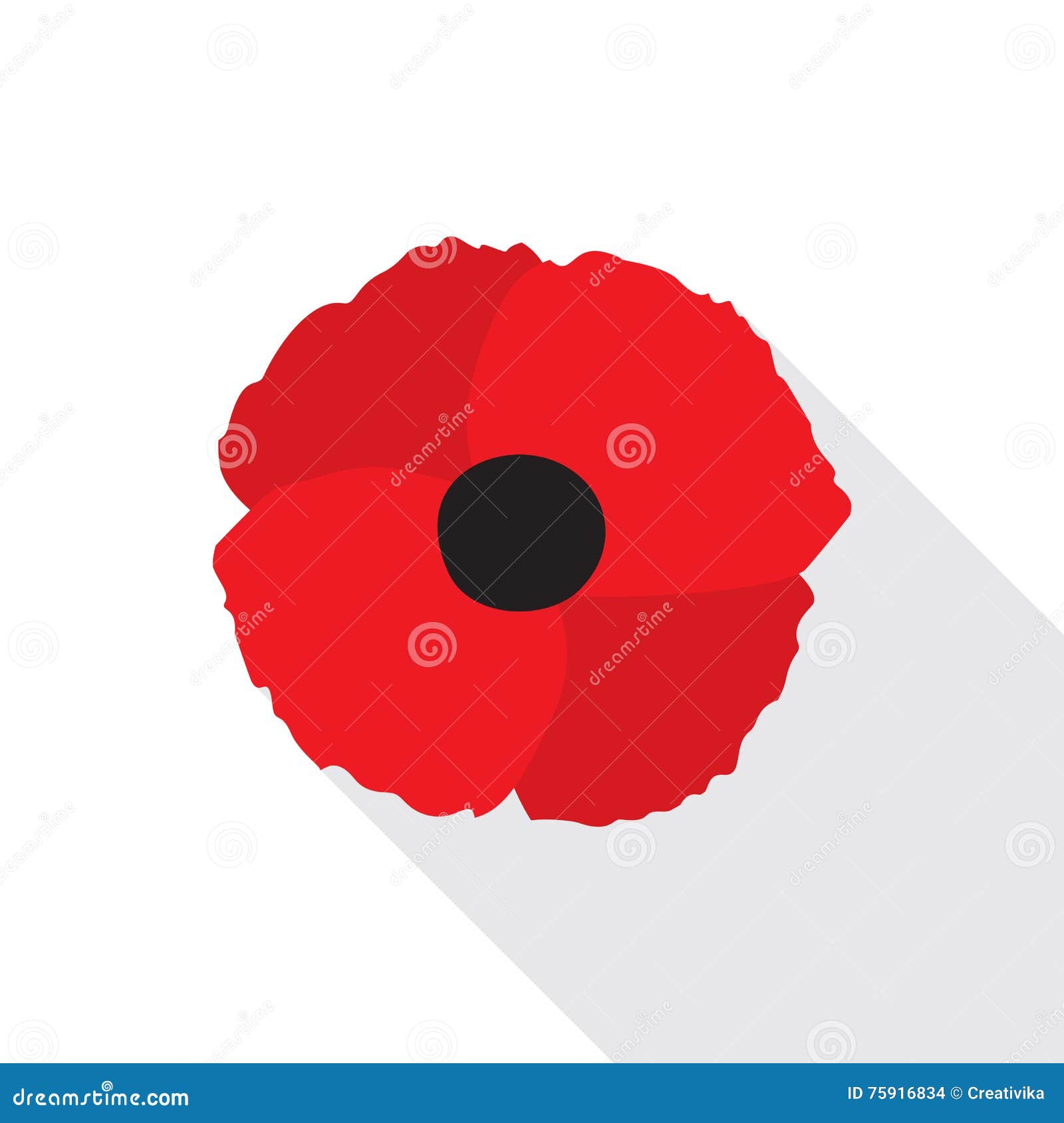 Red Poppy Flat Icon stock vector. Illustration of november - 75916834