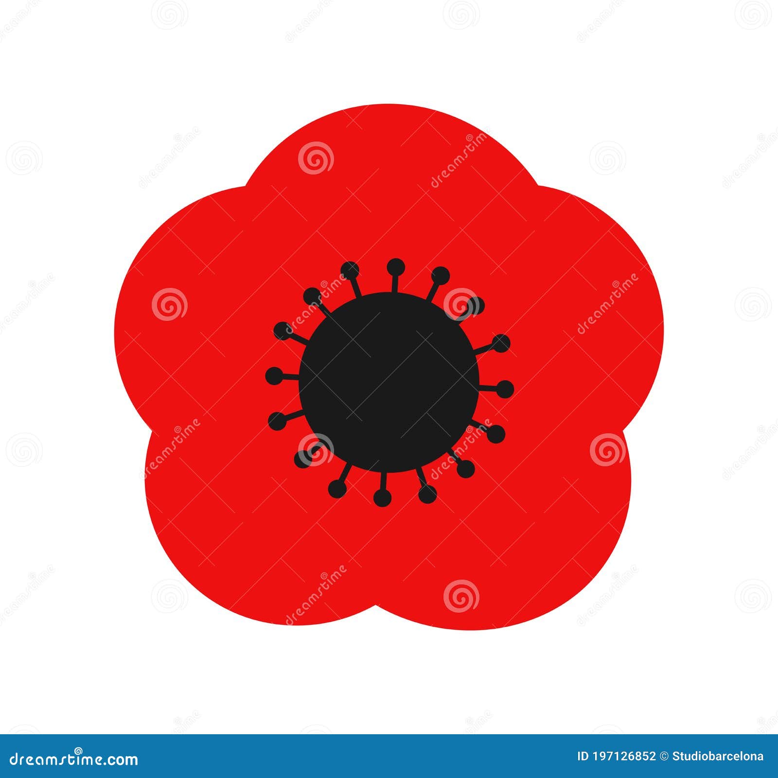 Red Poppy Flower Blossom Simple Flat Icon Stock Vector - Illustration ...