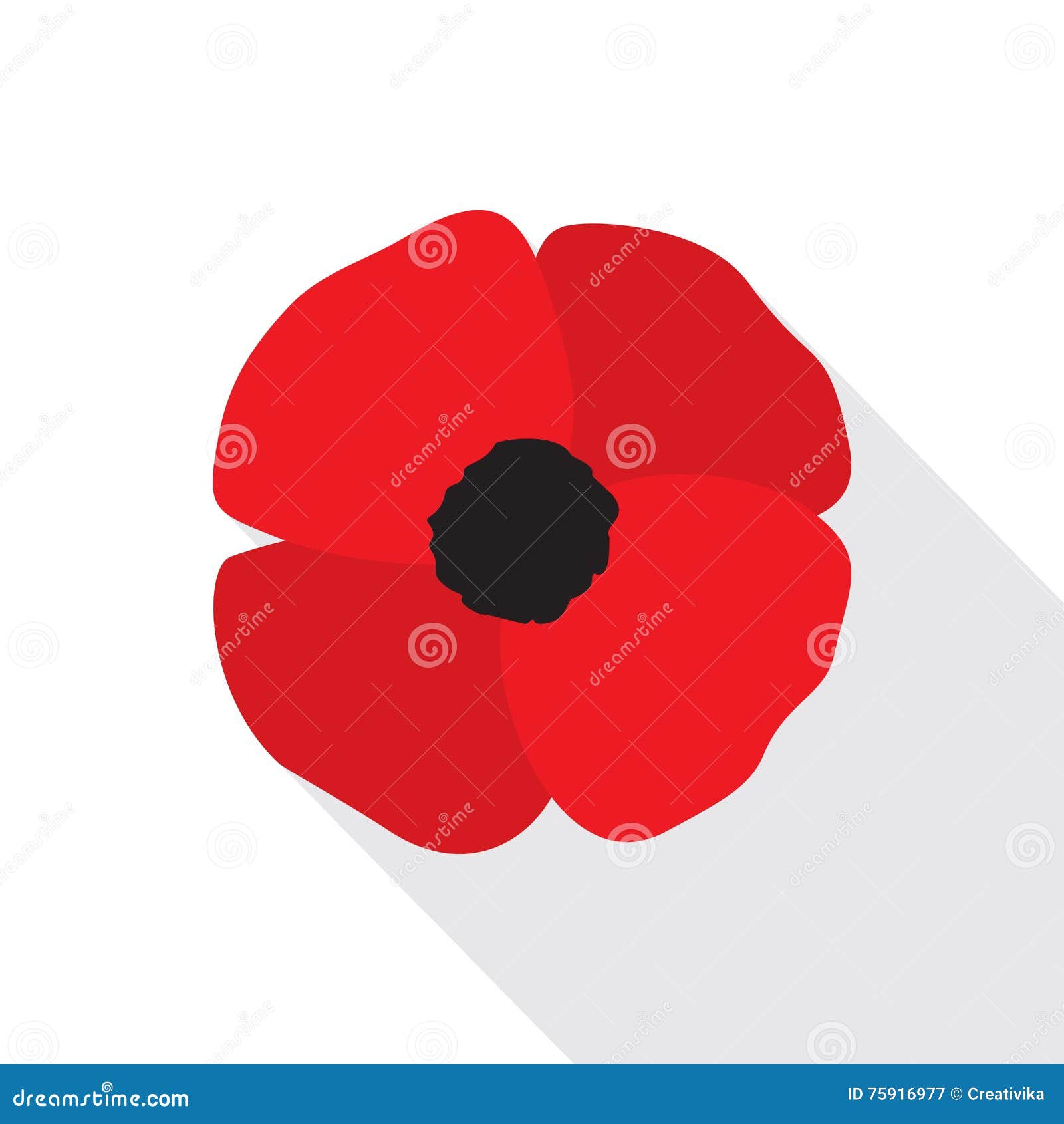 Red Poppy Flower Flat Icon stock vector. Illustration of poppy - 75916977