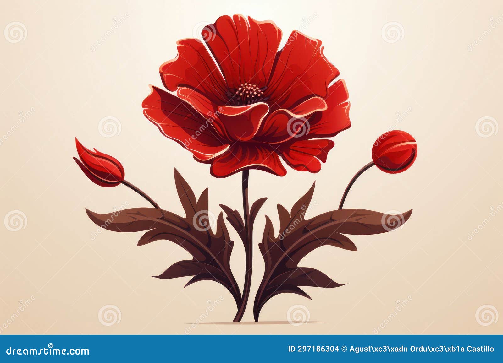 Red Poppy Flower Illustration Logo. Stock Photo - Image of design ...