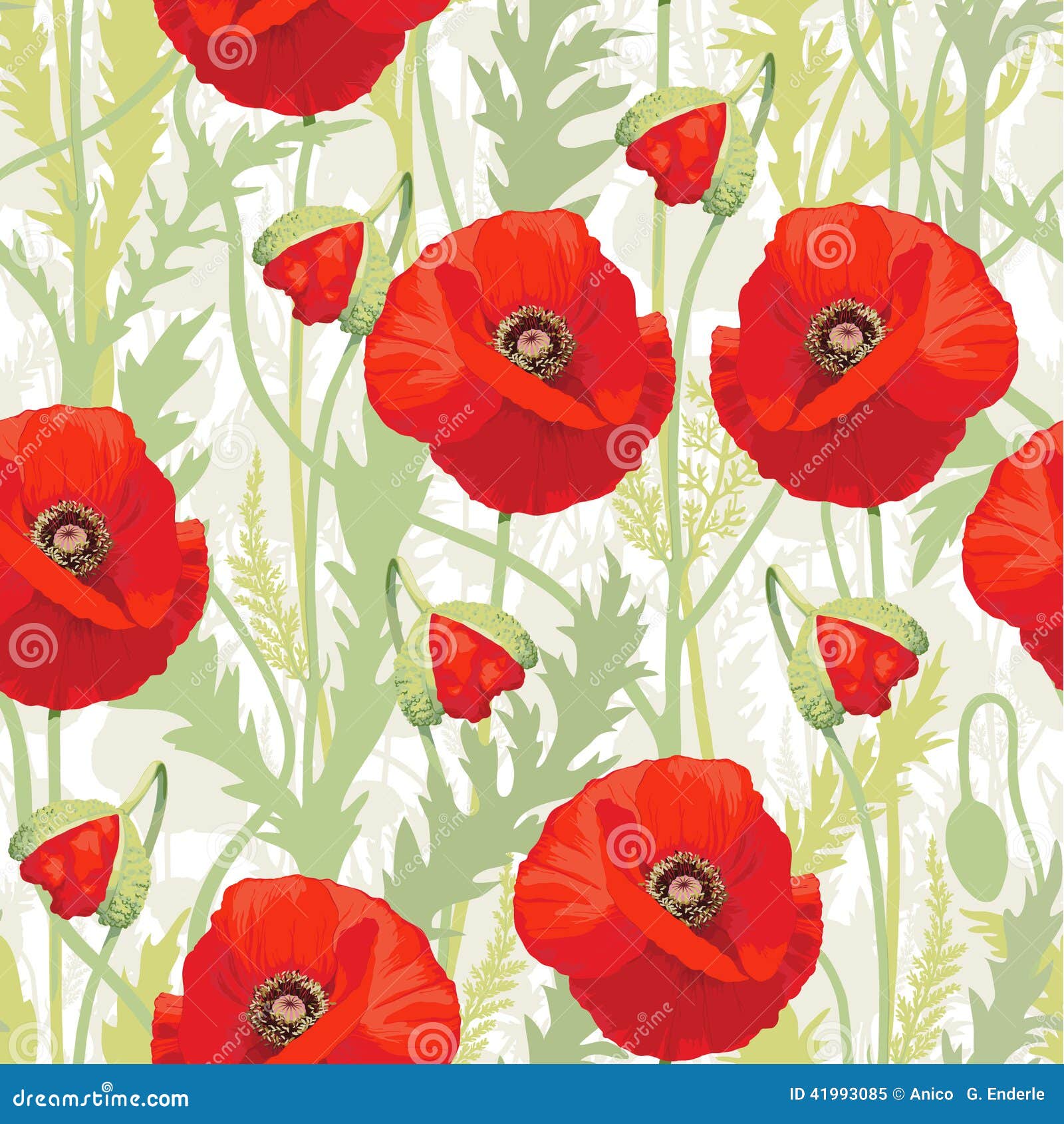 Red Poppy - Seamless Pattern Stock Vector - Illustration of poppy ...