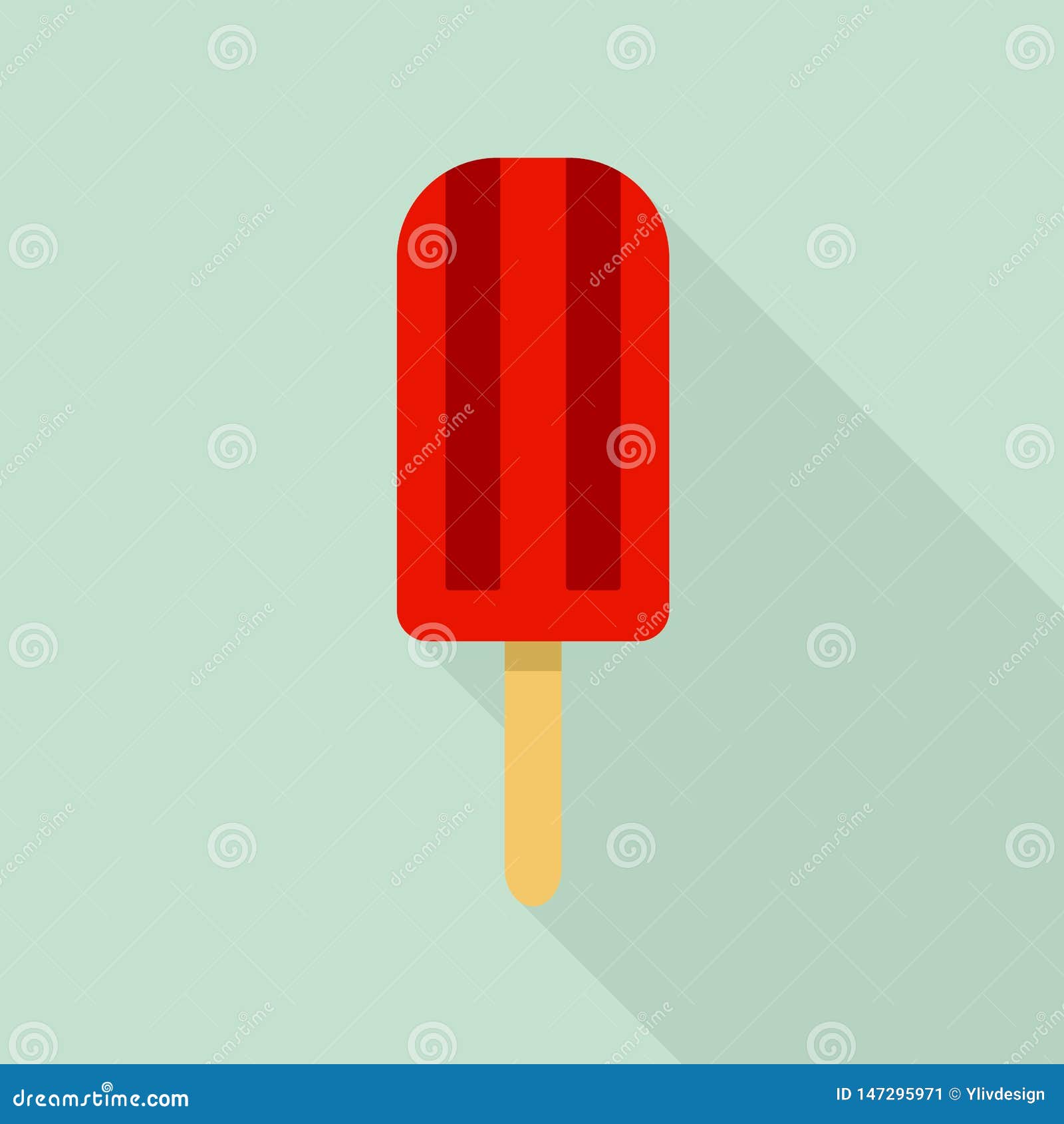 Red Popsicle Icon, Flat Style Stock Vector - Illustration of fruit ...