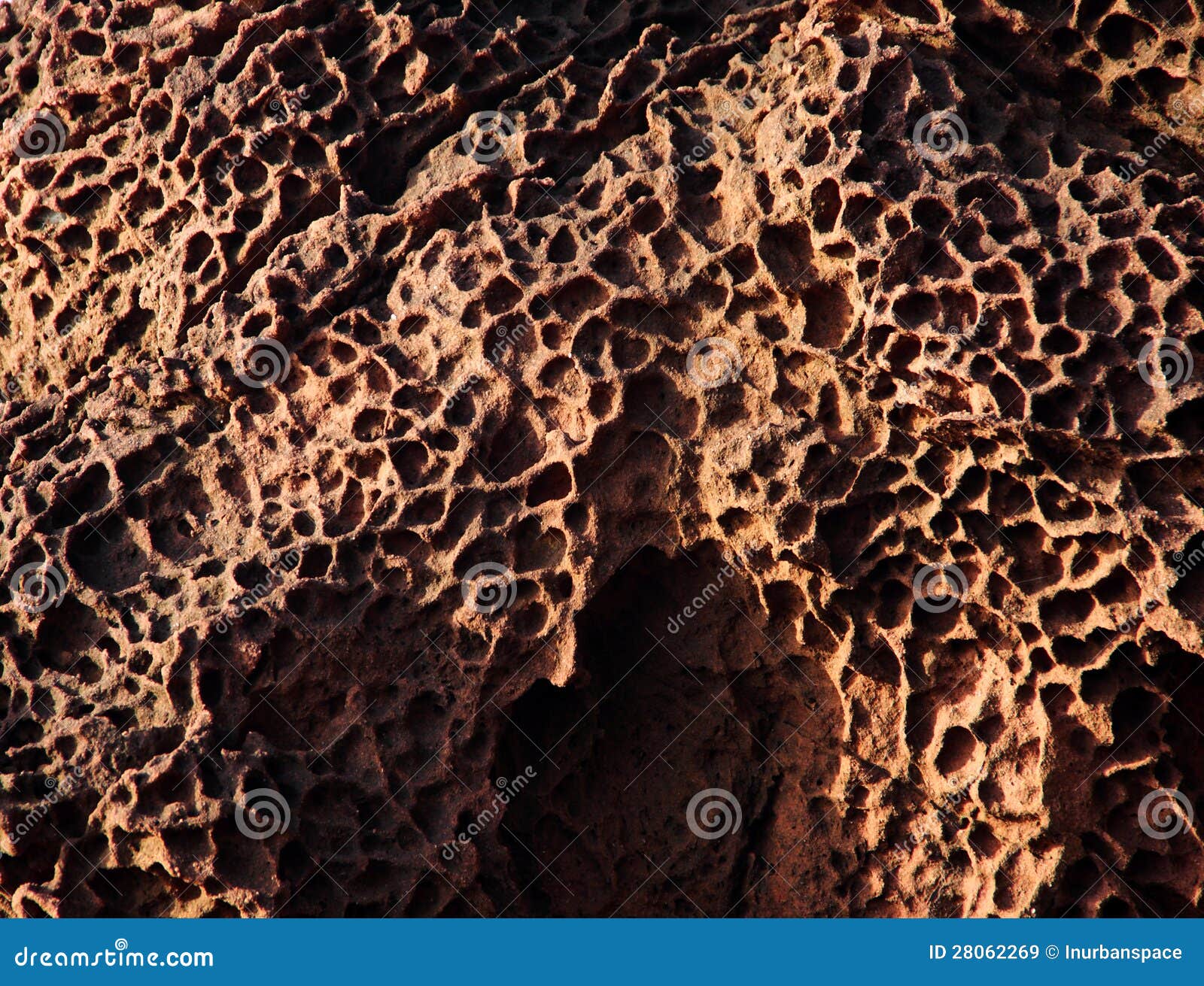 Red porous stone. stock image. Image of brown, water - 28062269