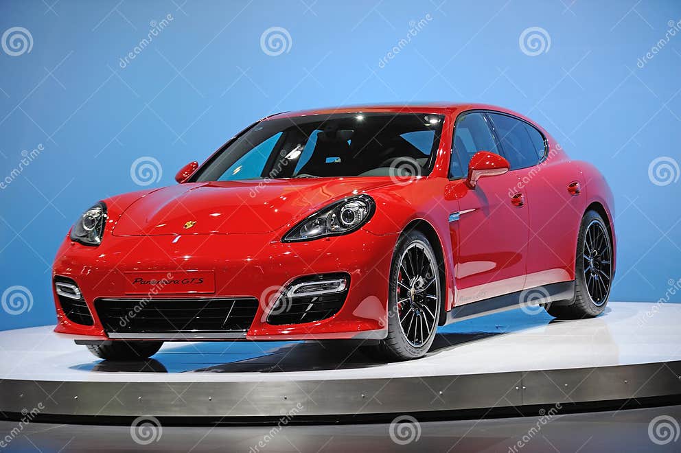 Red Porsche Panamera GTS editorial photography. Image of closeup - 27779837
