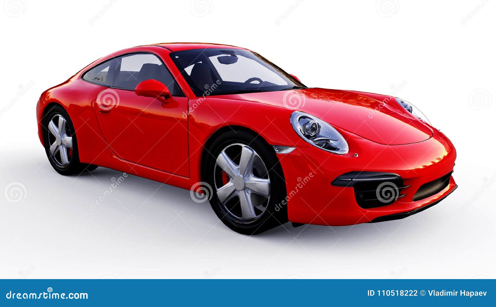 Red Porsche 911 Three-dimensional Raster Illustration On A White ...