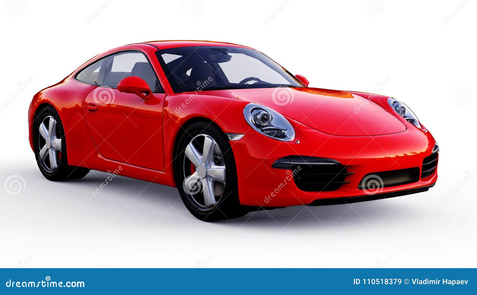 Red Porsche 911 Three-dimensional Raster Illustration On A White ...