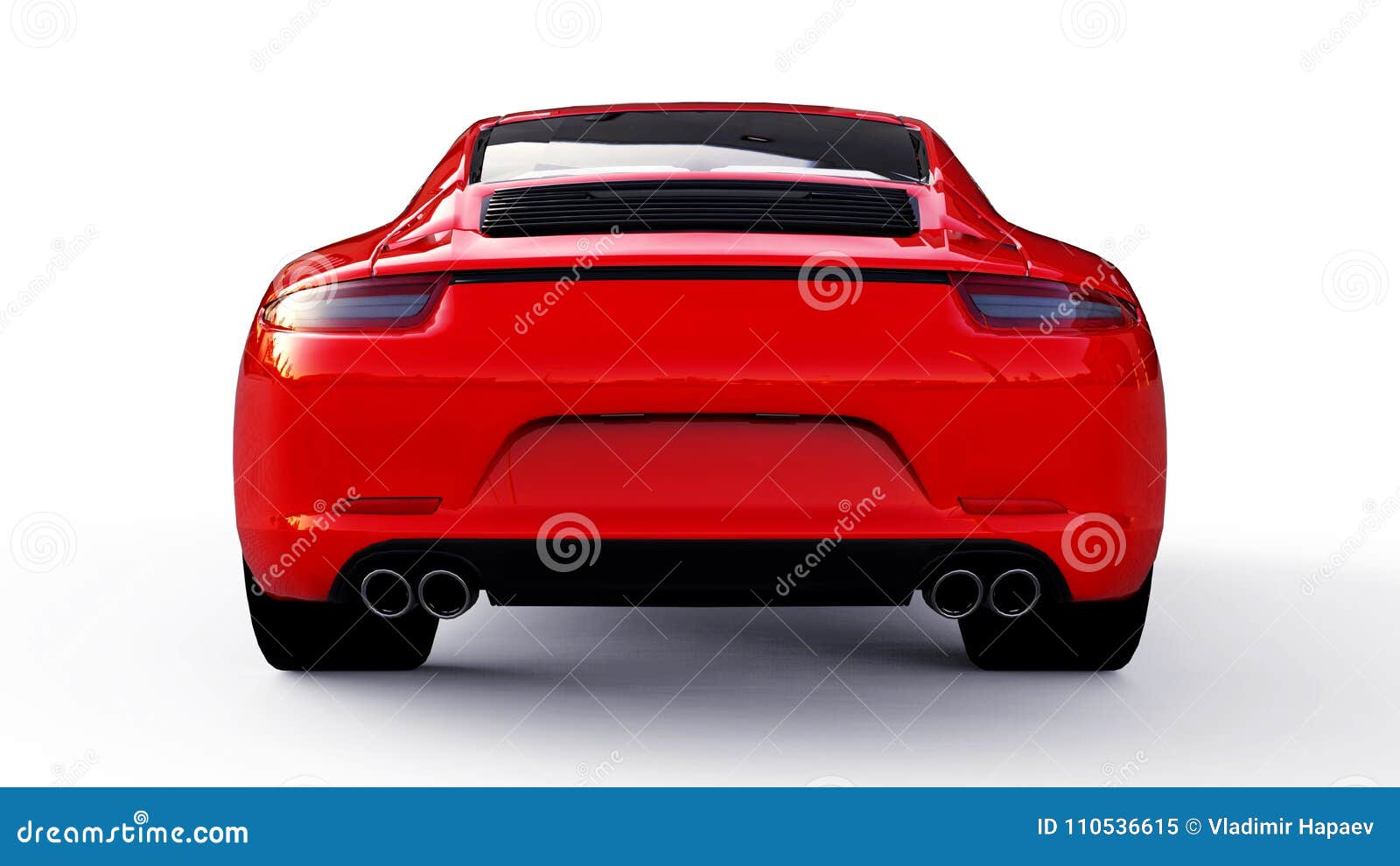 Red Porsche 911 Three-dimensional Raster Illustration On A White ...