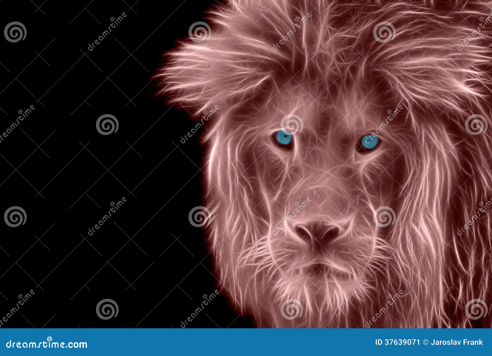 Red Portrait of a Lion stock illustration. Illustration of danger ...