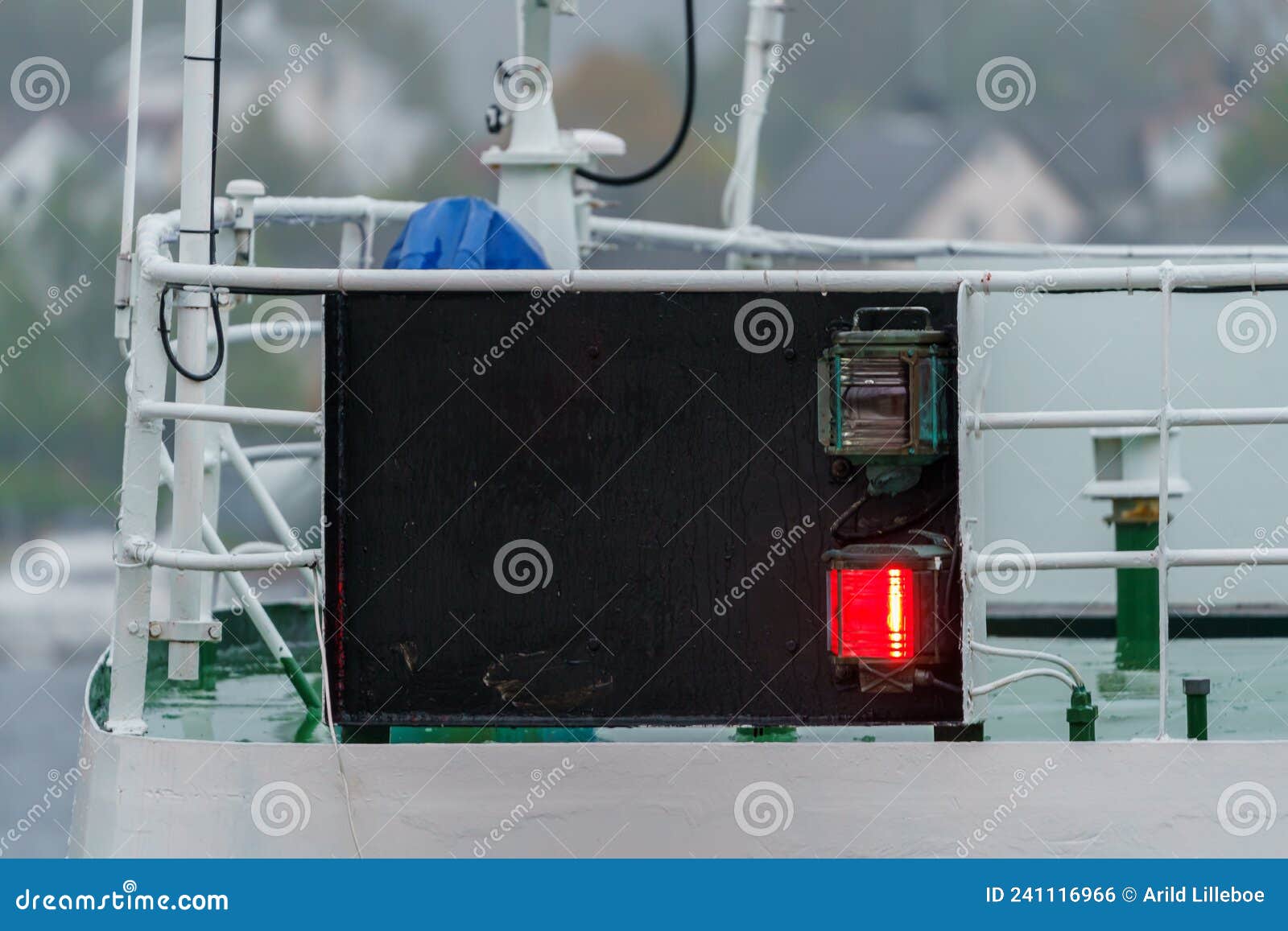 Red Portside Lantern Light on a Vessel Ship Stock Photo - Image of ...