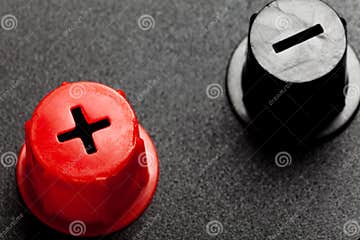 Red Positive and Black Negative Stock Photo - Image of polarity ...