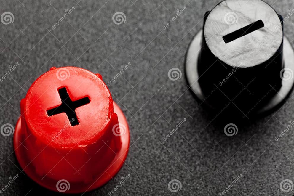 Red Positive and Black Negative Stock Photo - Image of polarity ...