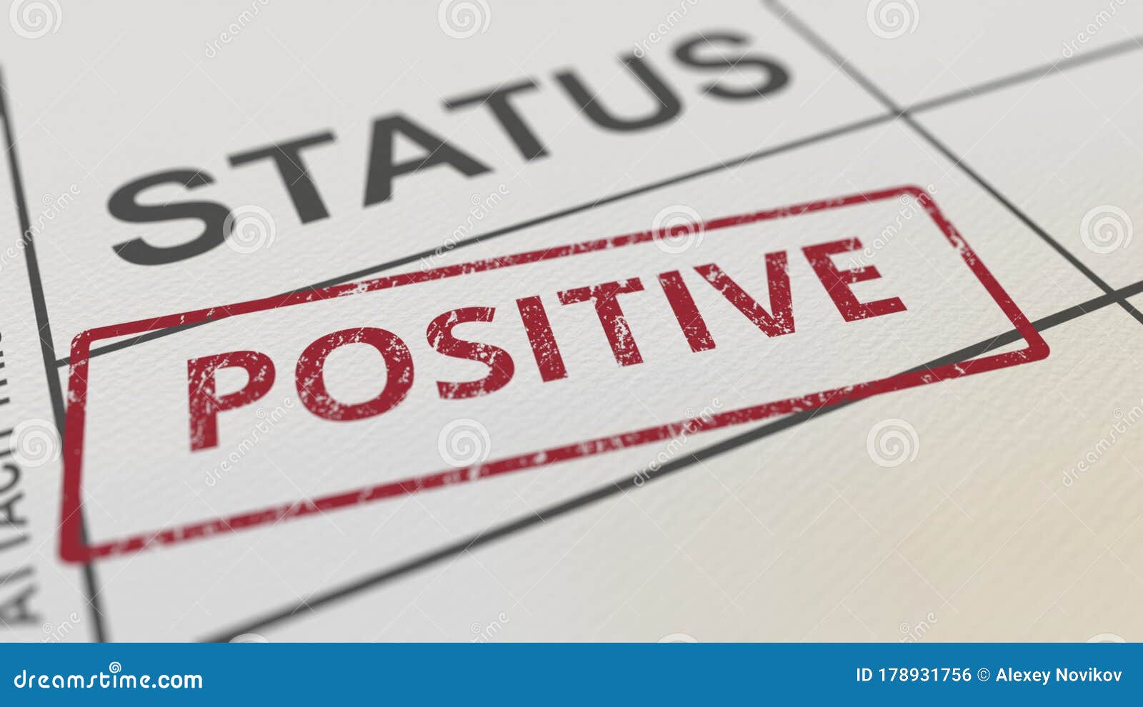 Red POSITIVE Stamp on Paper Form. 3D Rendering Stock Illustration ...