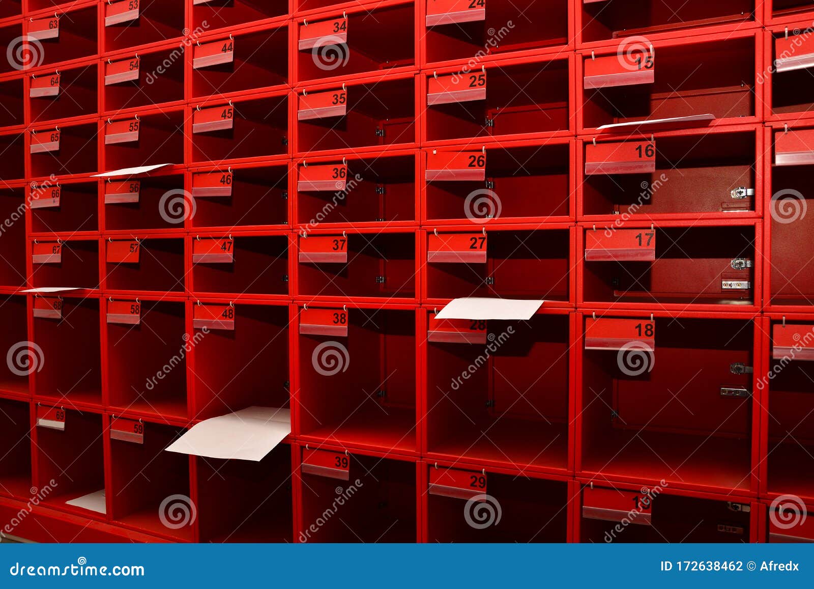 Red Post Box with Number, Envelopes Stock Photo - Image of stamp ...