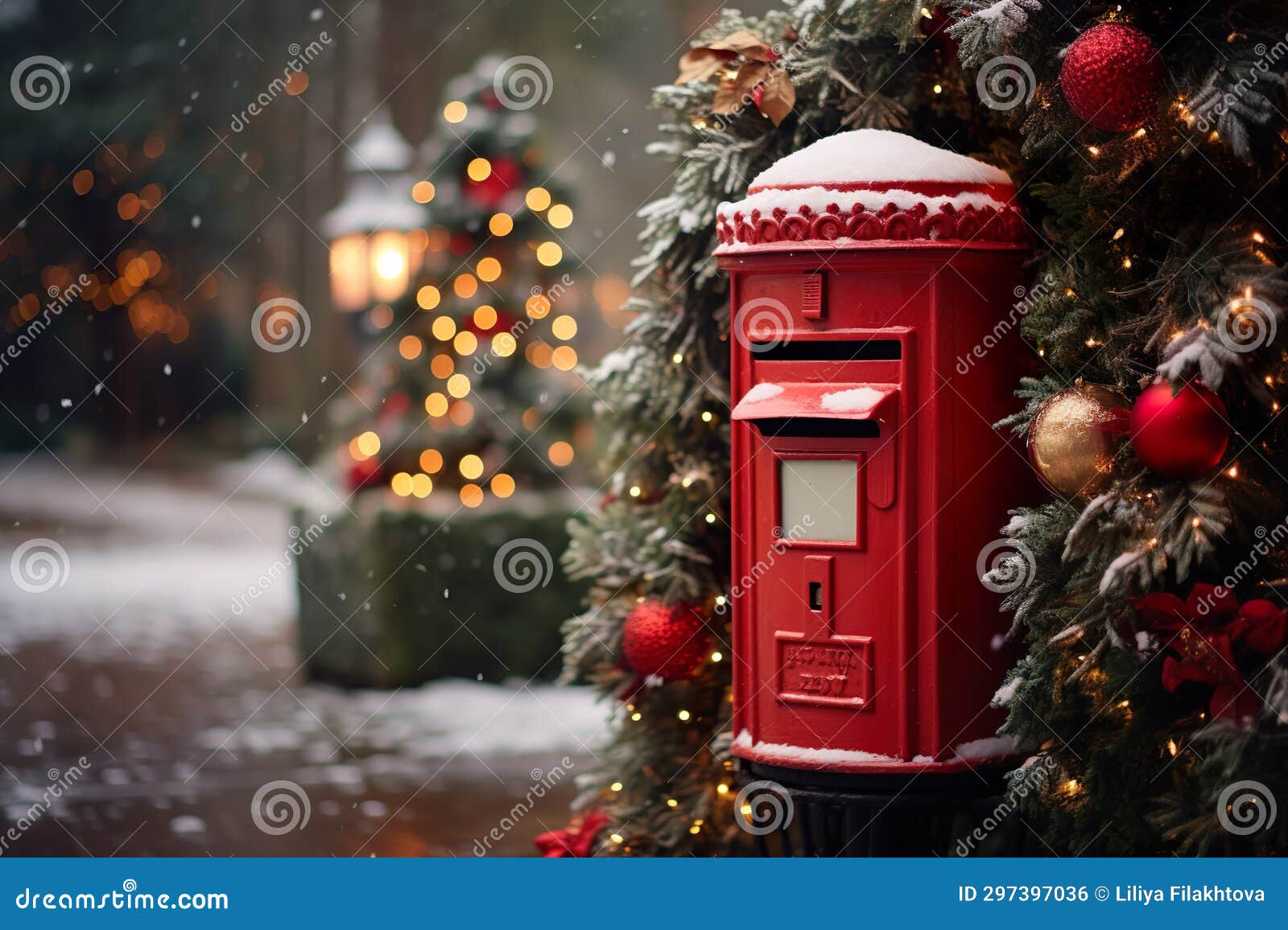 Red Post Box in Snow at Christmas. Mail Santa Stock Illustration ...