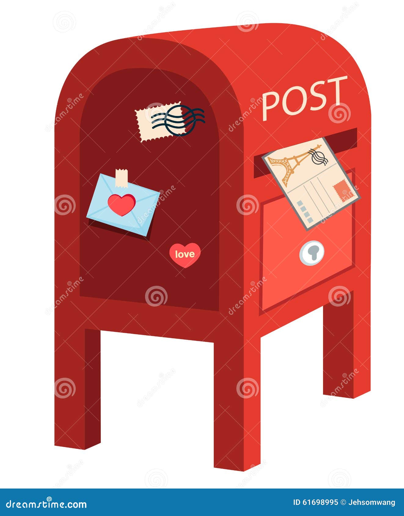 Red post box stock vector. Illustration of long, open - 61698995