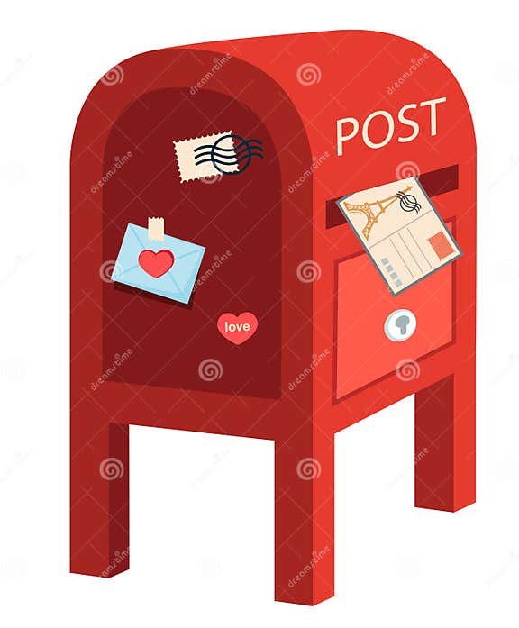 Red post box stock vector. Illustration of long, open - 61698995