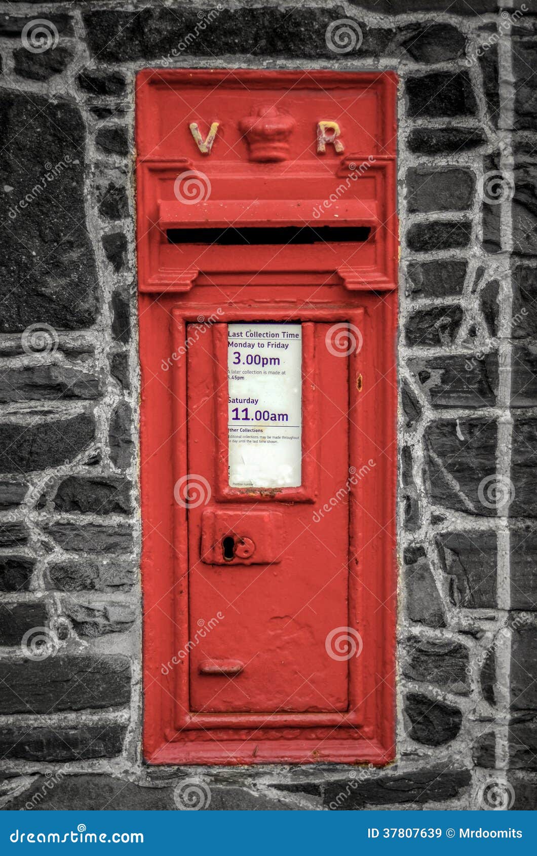 Red Post Box in Wall stock image. Image of retro, postage - 37807639