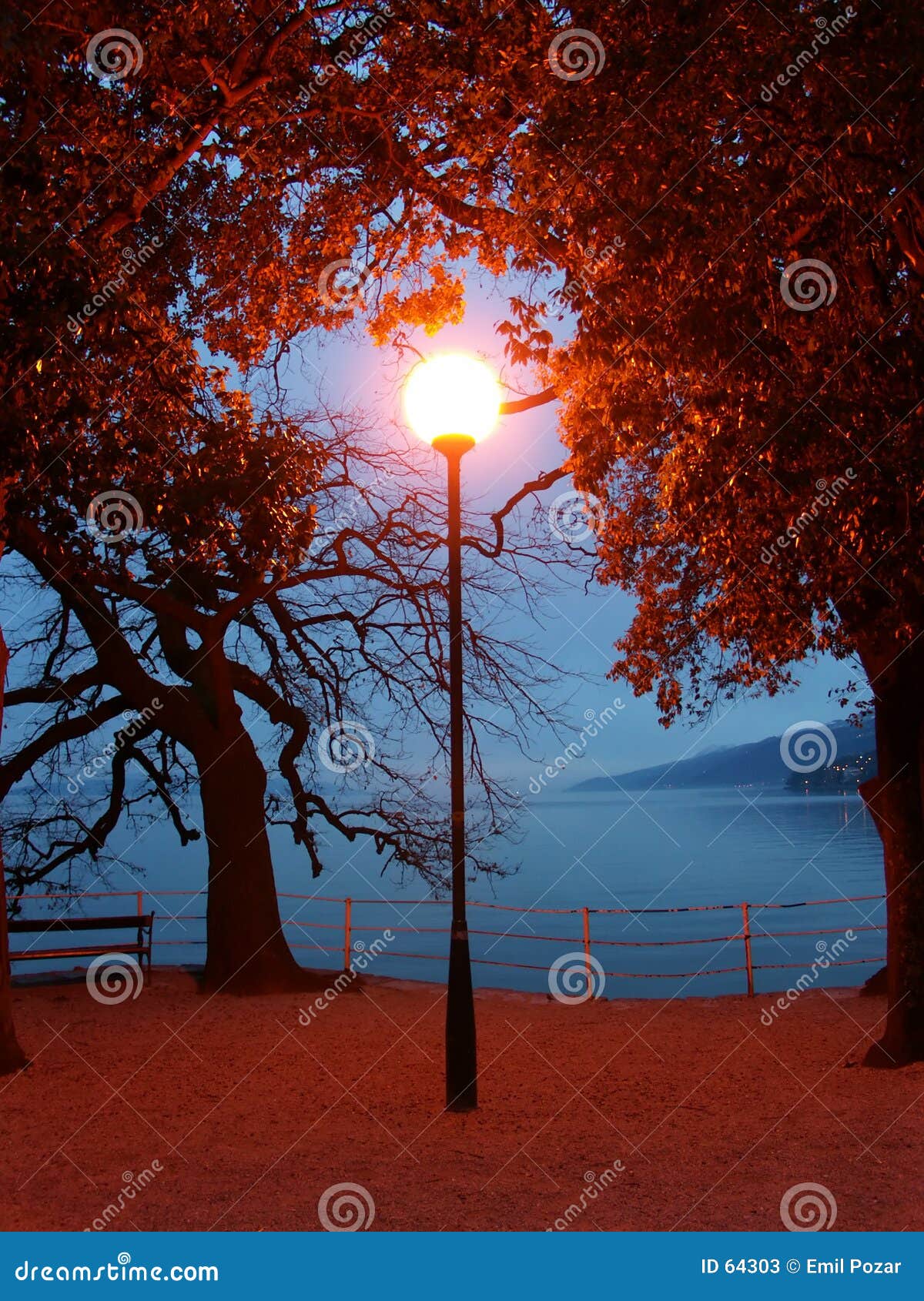 Red post lamp stock image. Image of street, lamp, post, glow - 64303