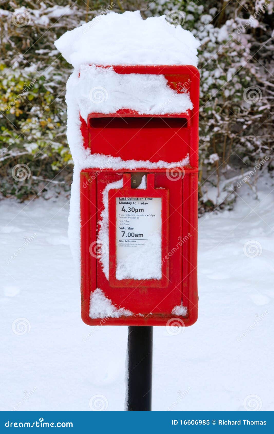 Red postbox in the snow stock image. Image of winter - 16606985
