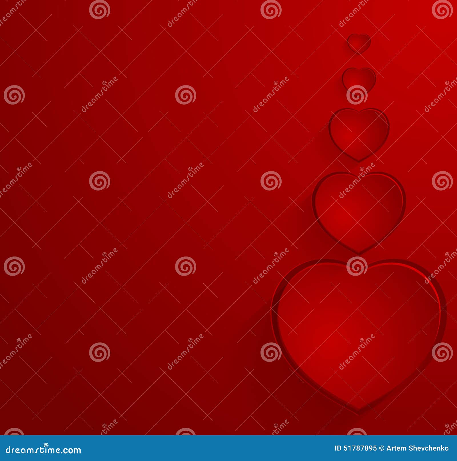 Red postcard with hearts stock vector. Illustration of gloss - 51787895