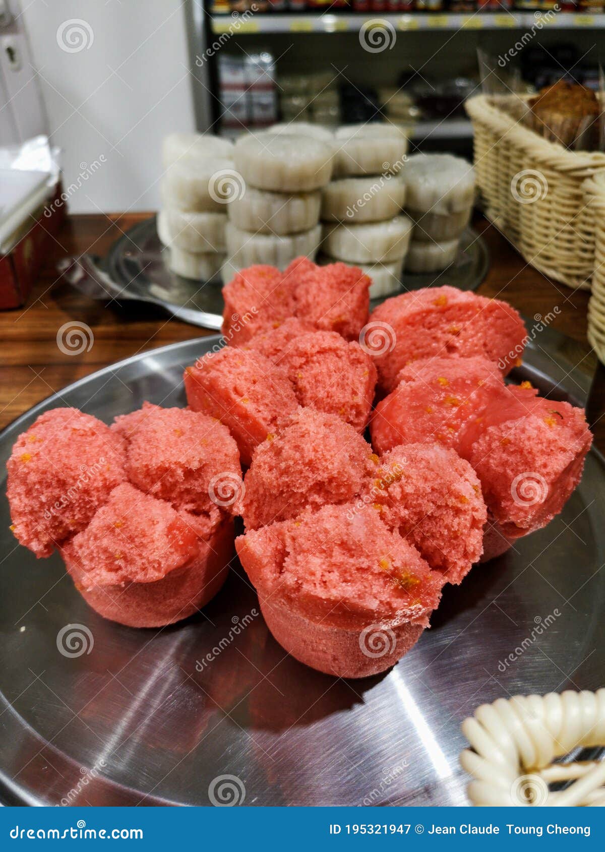 Red Pot Pans; Typical Mauritian Hakka Cake Stock Image - Image of snack ...