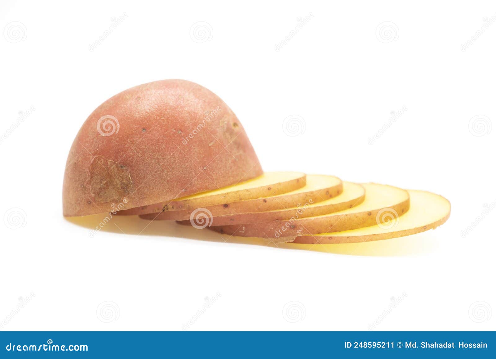Red Potato Slices Isolate on White Background Stock Image - Image of ...