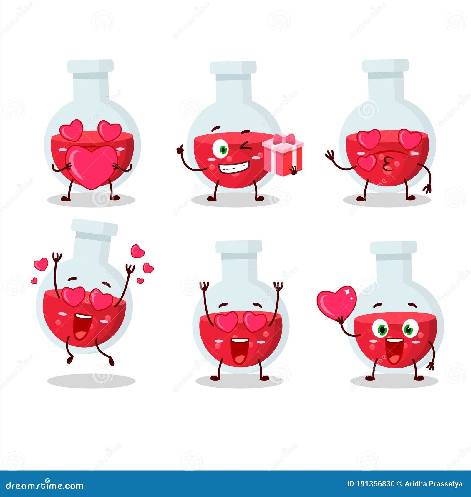 Red Potion Cartoon Character with Love Cute Emoticon Stock Vector ...