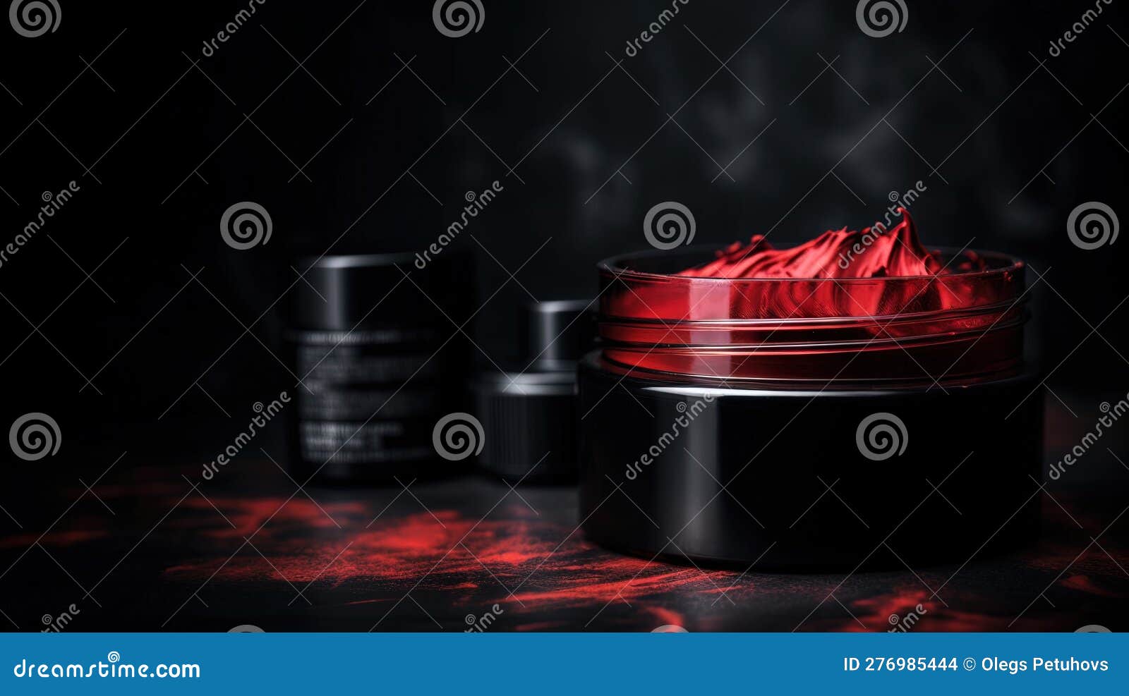 A Red Powder in a Black Container on a Black Surface Stock Illustration ...