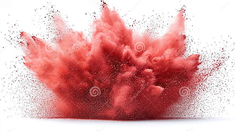 Red Powder Explosion Isolated on White Background. (2 Stock ...