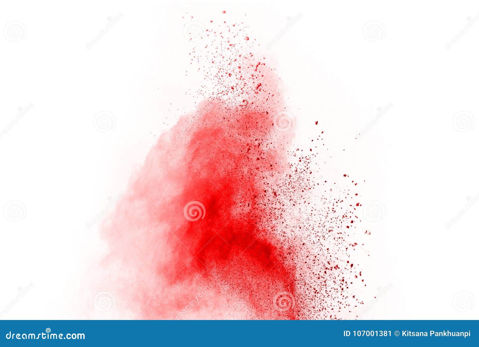 Red Powder Explosion on White Background. Colored Cloud. Colorful Dust ...