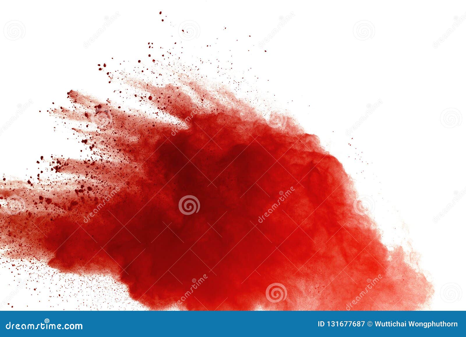 Red Powder Explosion on White Background. Paint Holi Stock Image ...