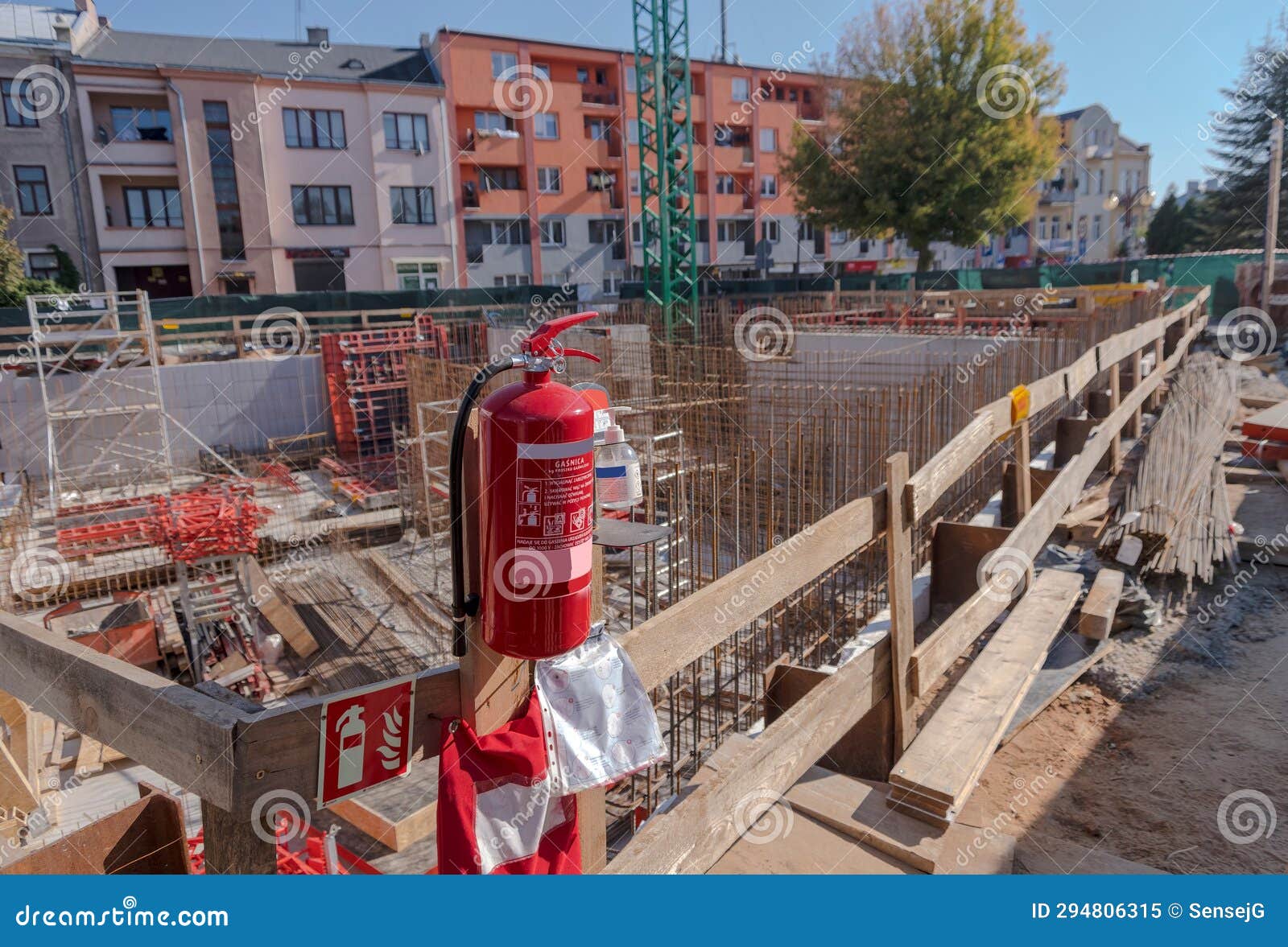 Construction Site. Fire Extinguishing Point. Stock Image - Image of ...