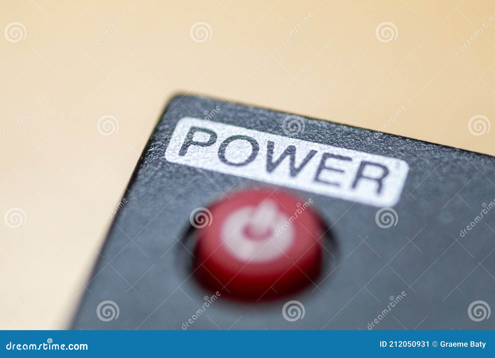 Power Button Close-up on TV Remote Control with Copy Space Stock Image ...