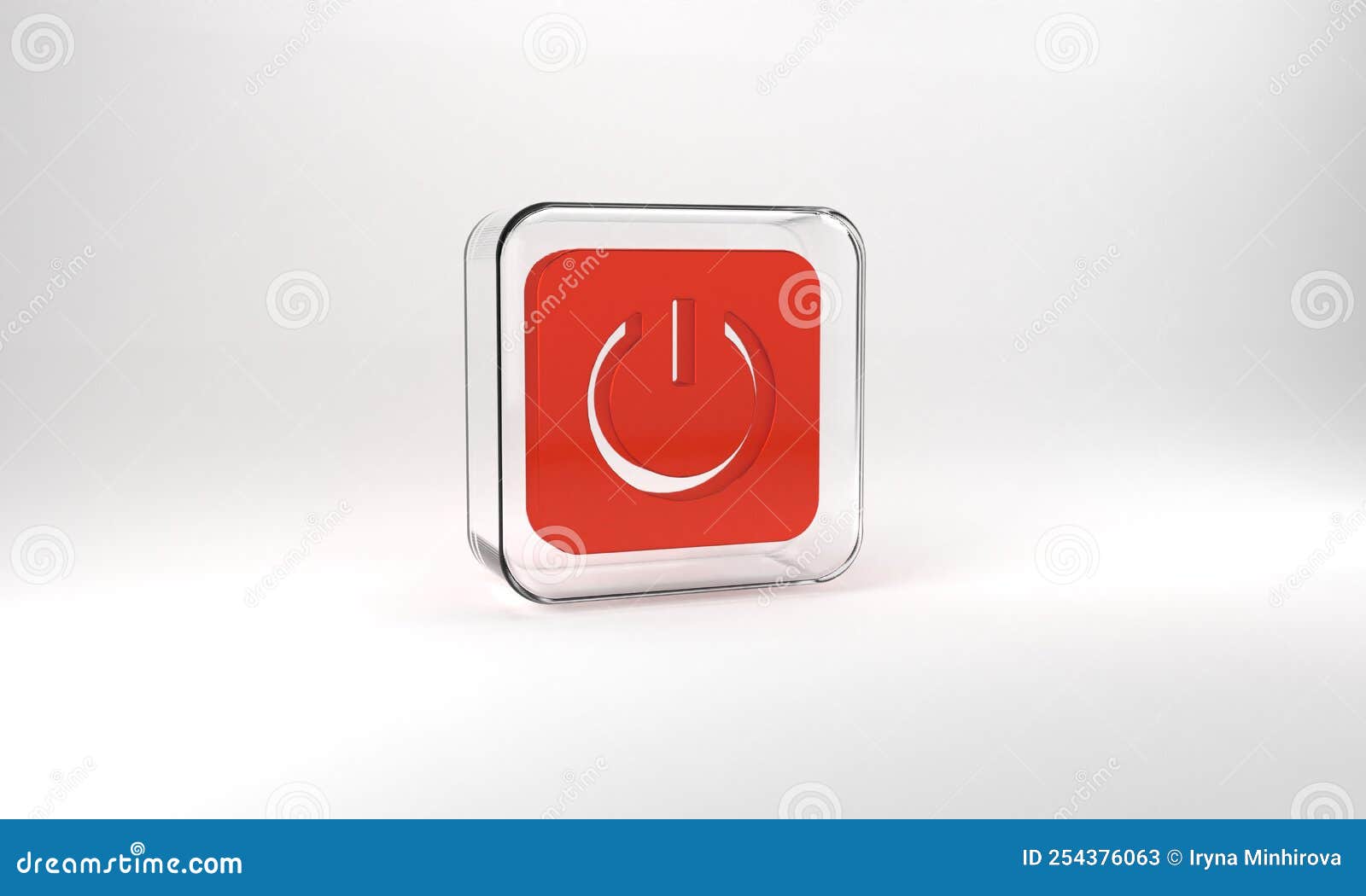 Red Power Button Icon Isolated on Grey Background. Start Sign. Glass ...