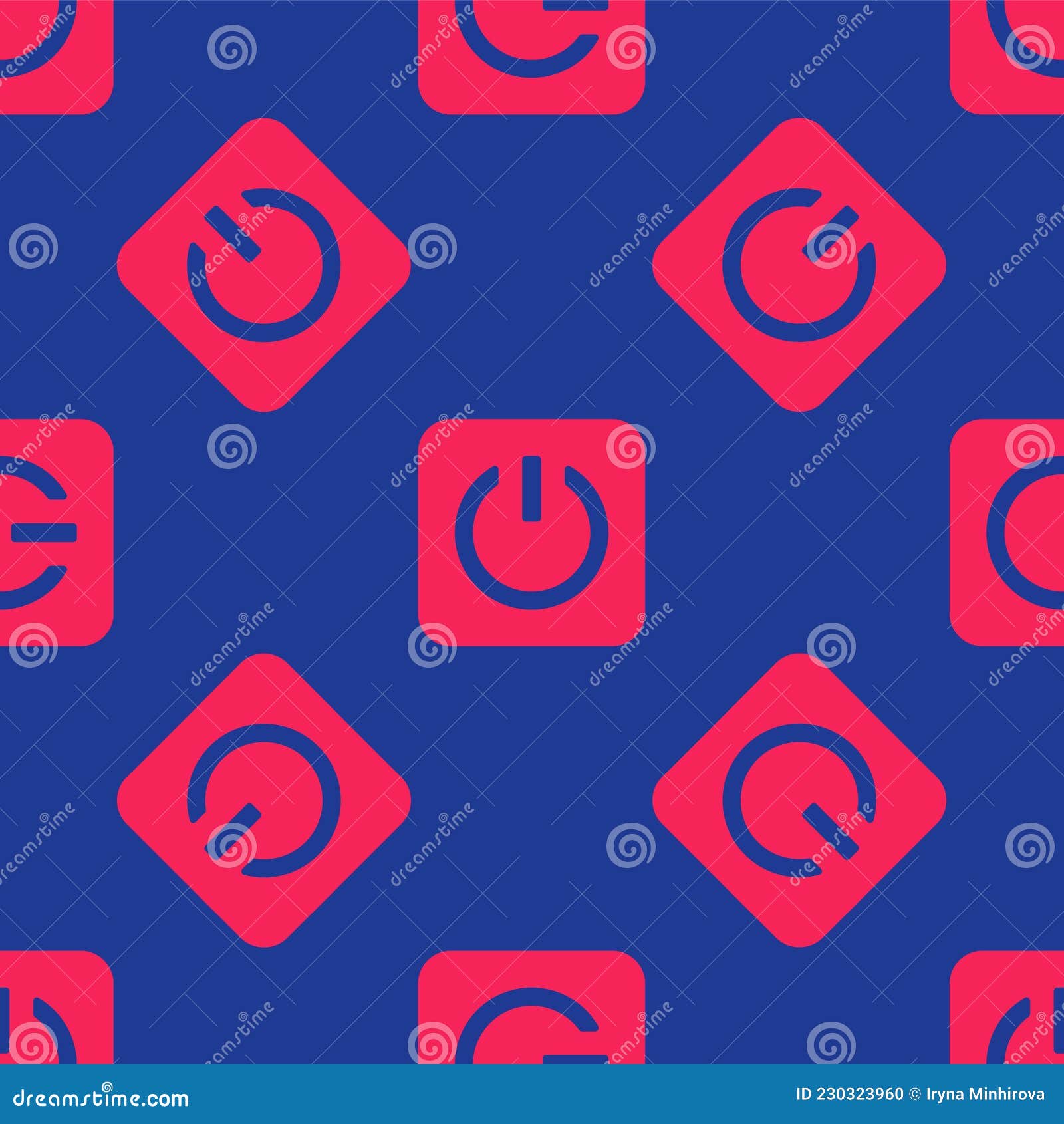 Red Power Button Icon Isolated Seamless Pattern on Blue Background ...