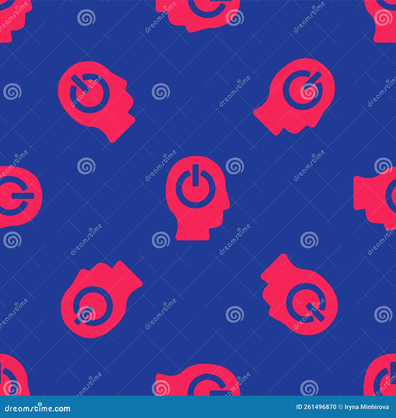 Red Power Button Icon Isolated Seamless Pattern on Blue Background ...