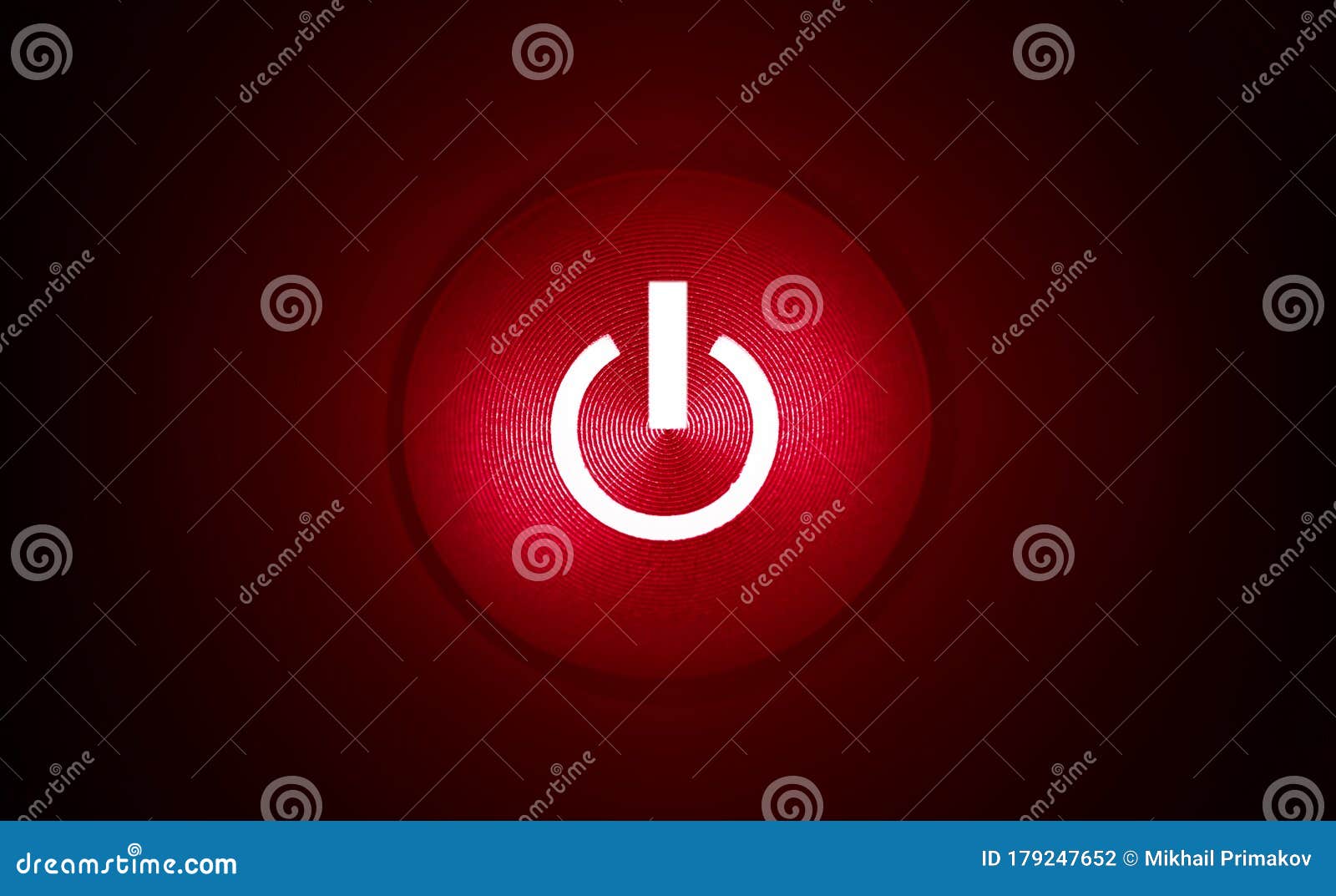 Red Power Button with Red Light in the Dark, Black Background Stock ...