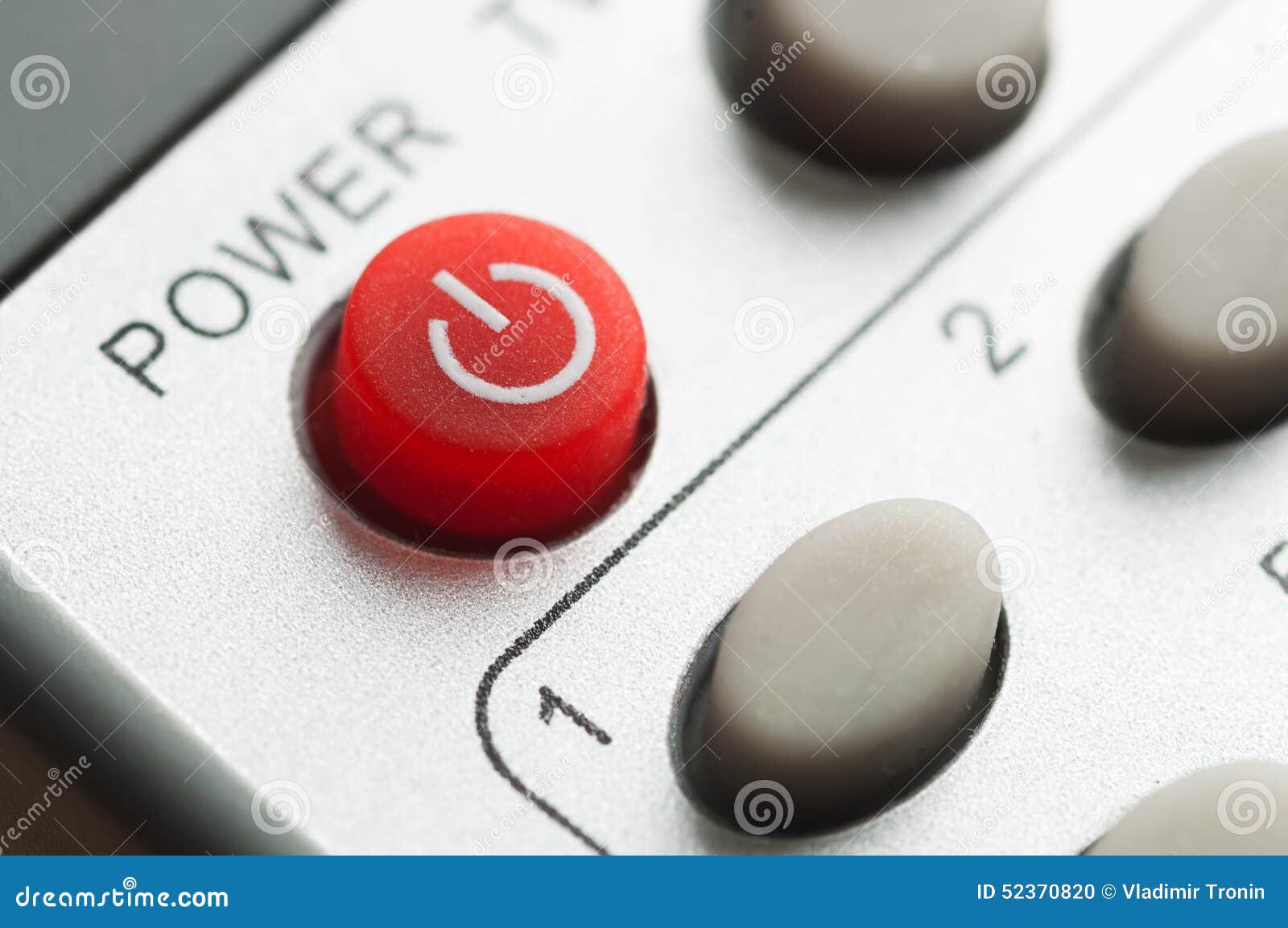Red Power Button on the Remote Control Stock Photo - Image of ...