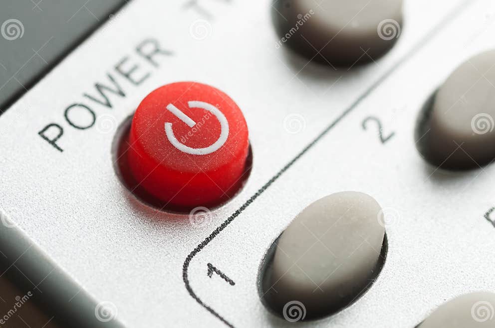 Red Power Button on the Remote Control Stock Photo - Image of ...