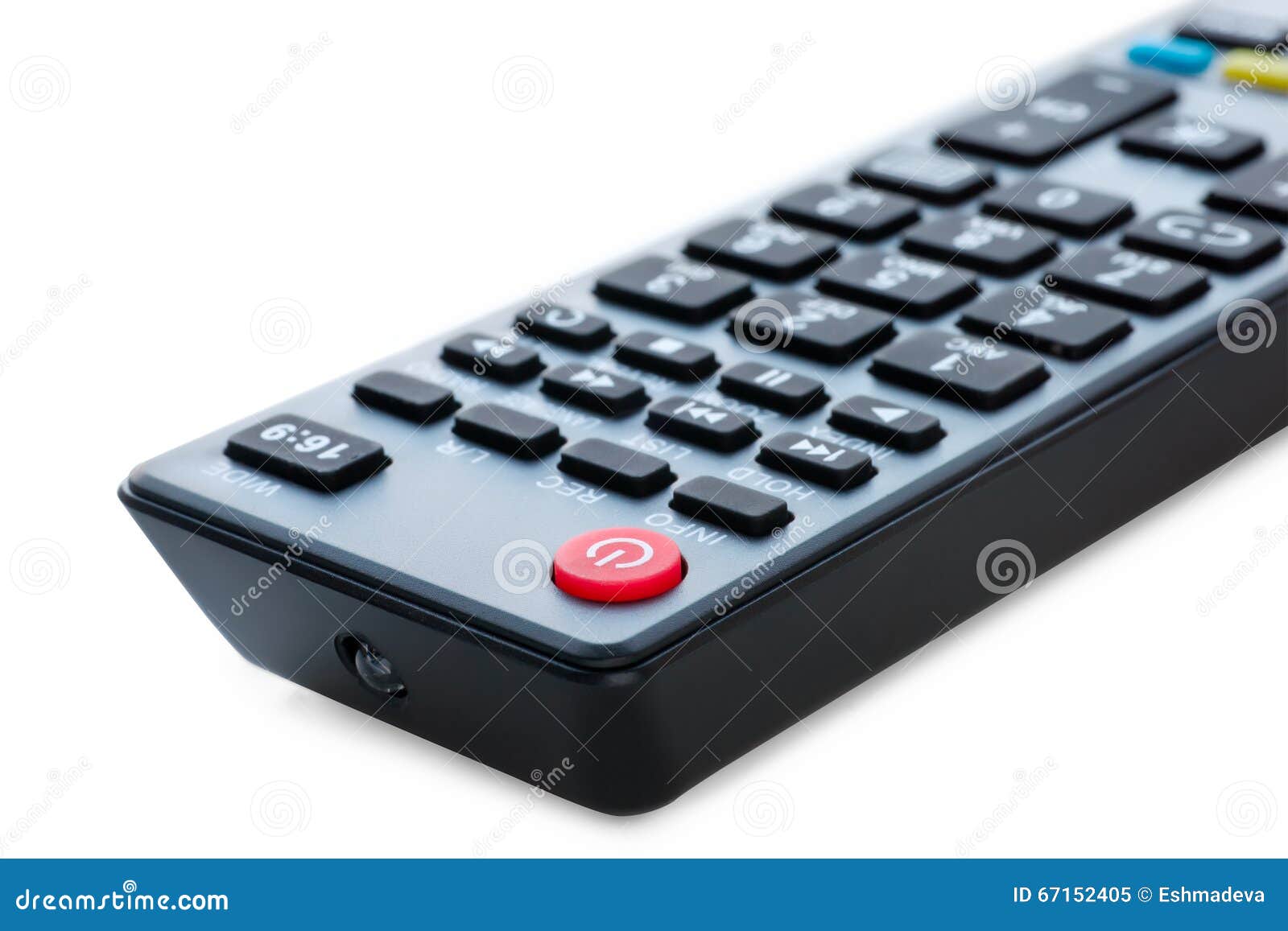 Red Power Button on TV Remote Stock Image - Image of defocused ...
