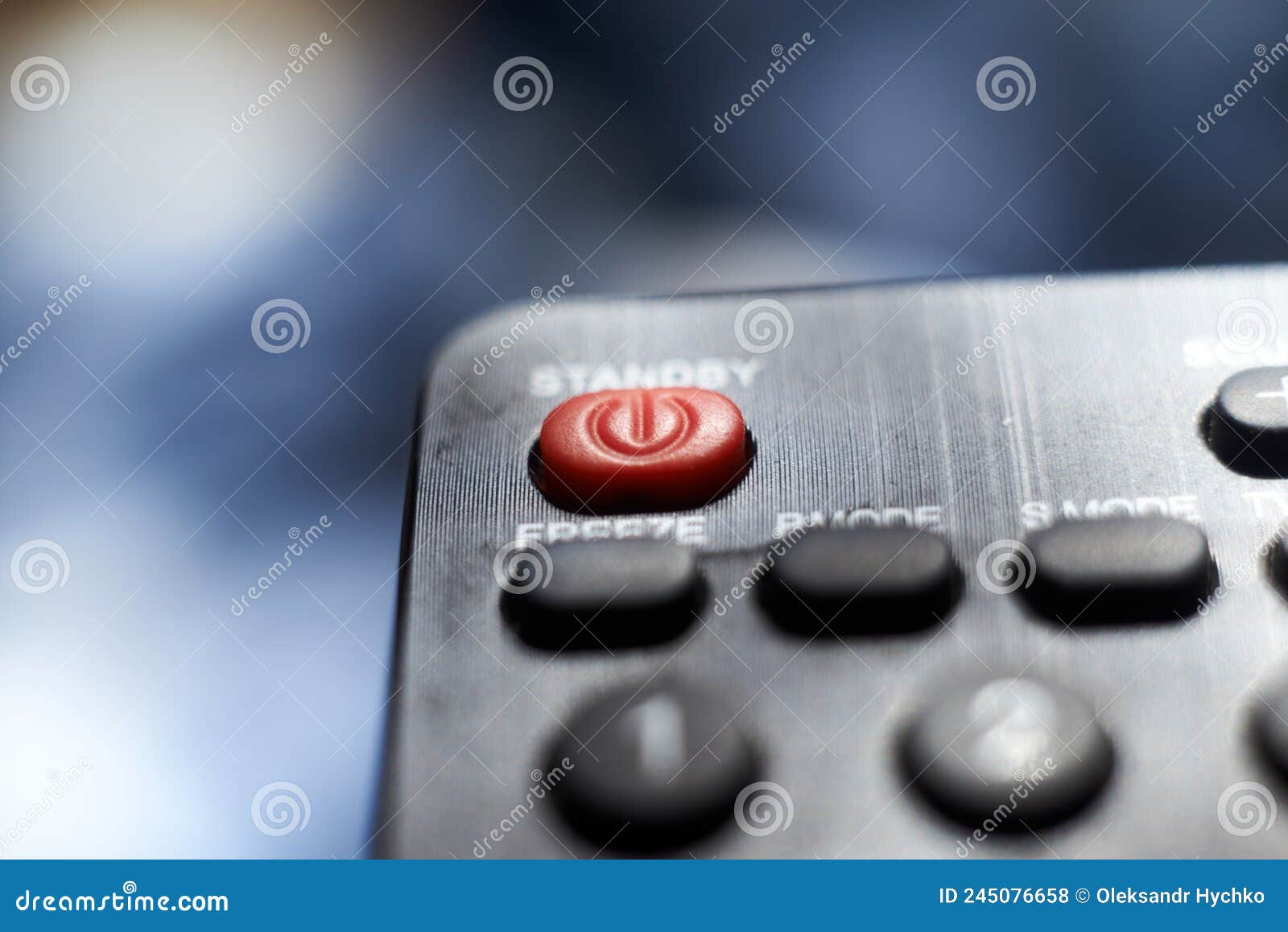 The Red Power Button on the TV Remote Stock Photo - Image of video ...