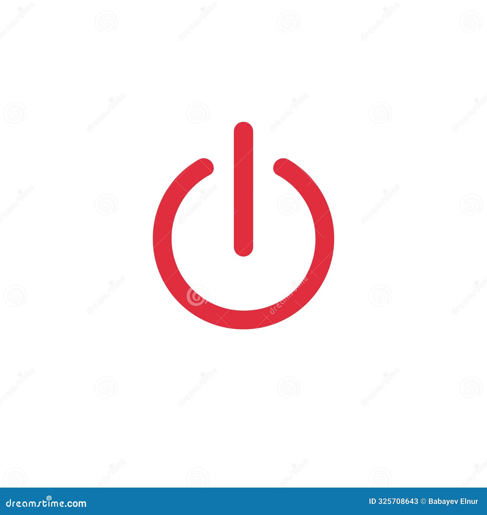 Red Power Icon Vector Illustration on the White Background. Stock ...