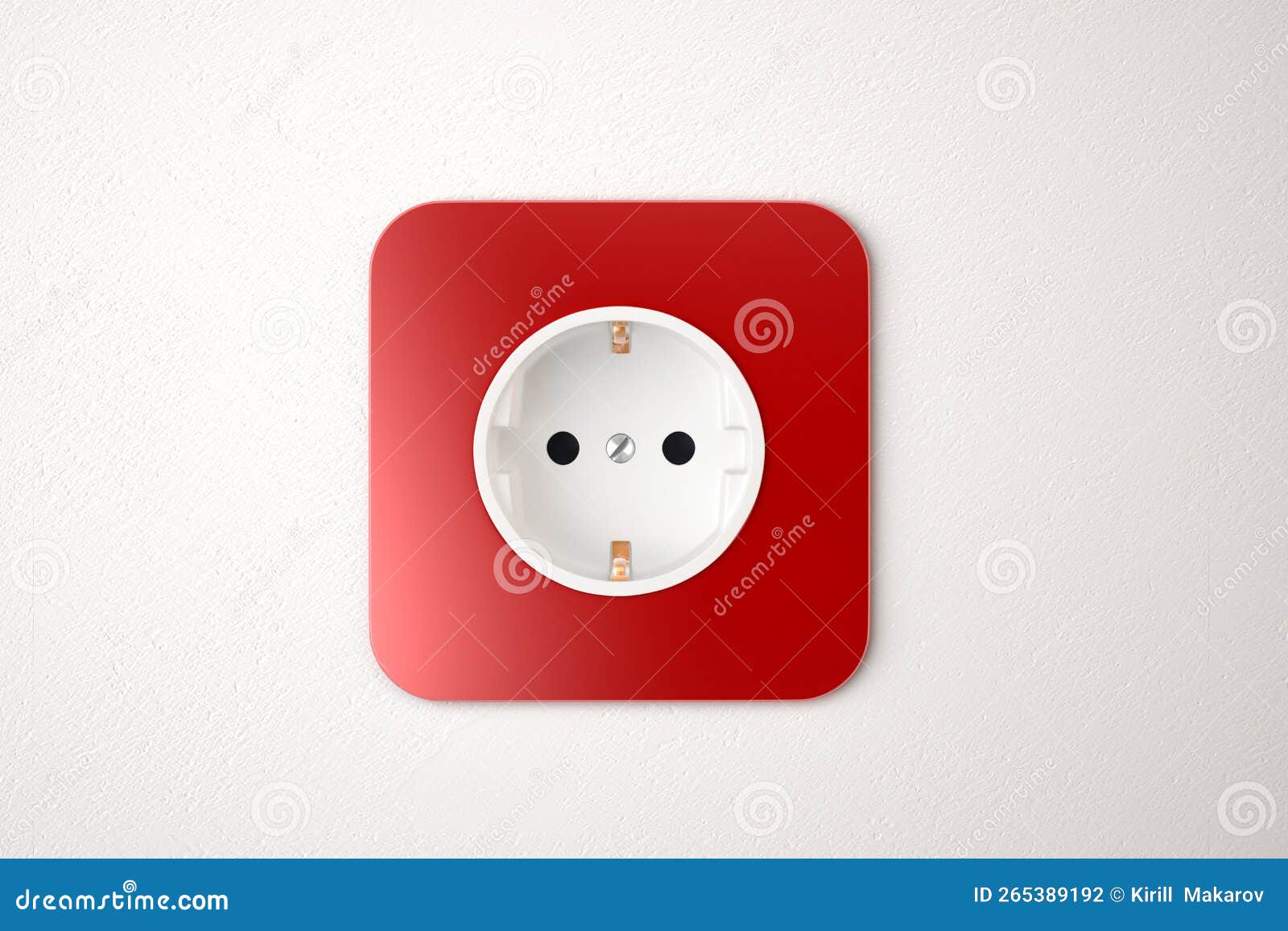 Red Power Socket on White Wall. 3D Rendering Stock Illustration ...