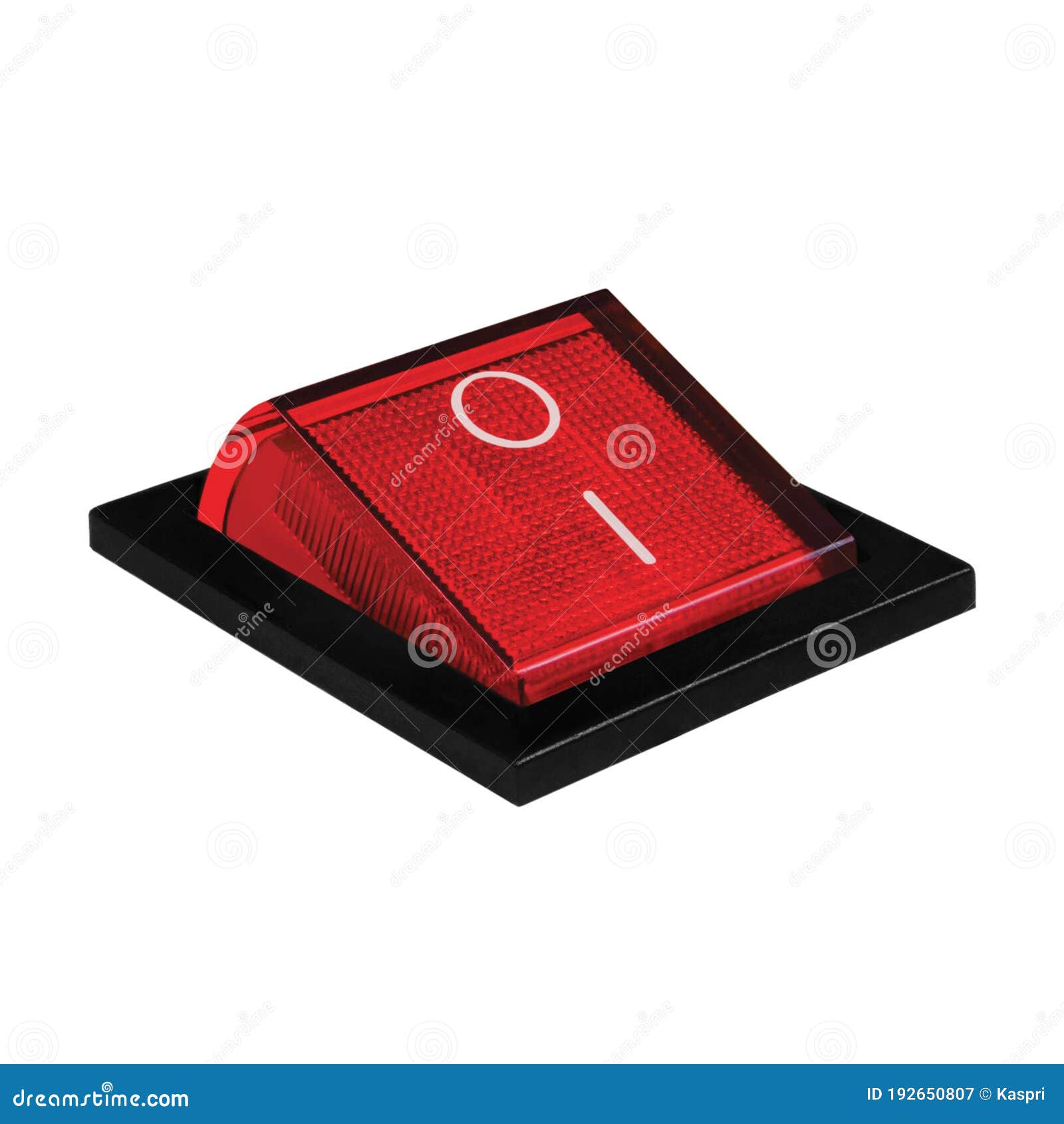 Red Power Switch at on Position, Large Detailed Isolated Macro Closeup ...