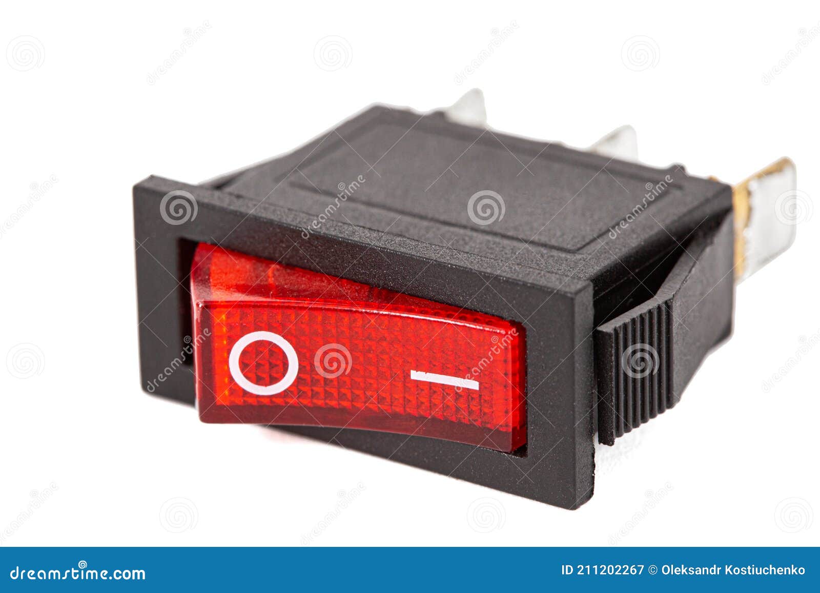 Red Power Switch at on Position, Isolated on White Background Stock ...