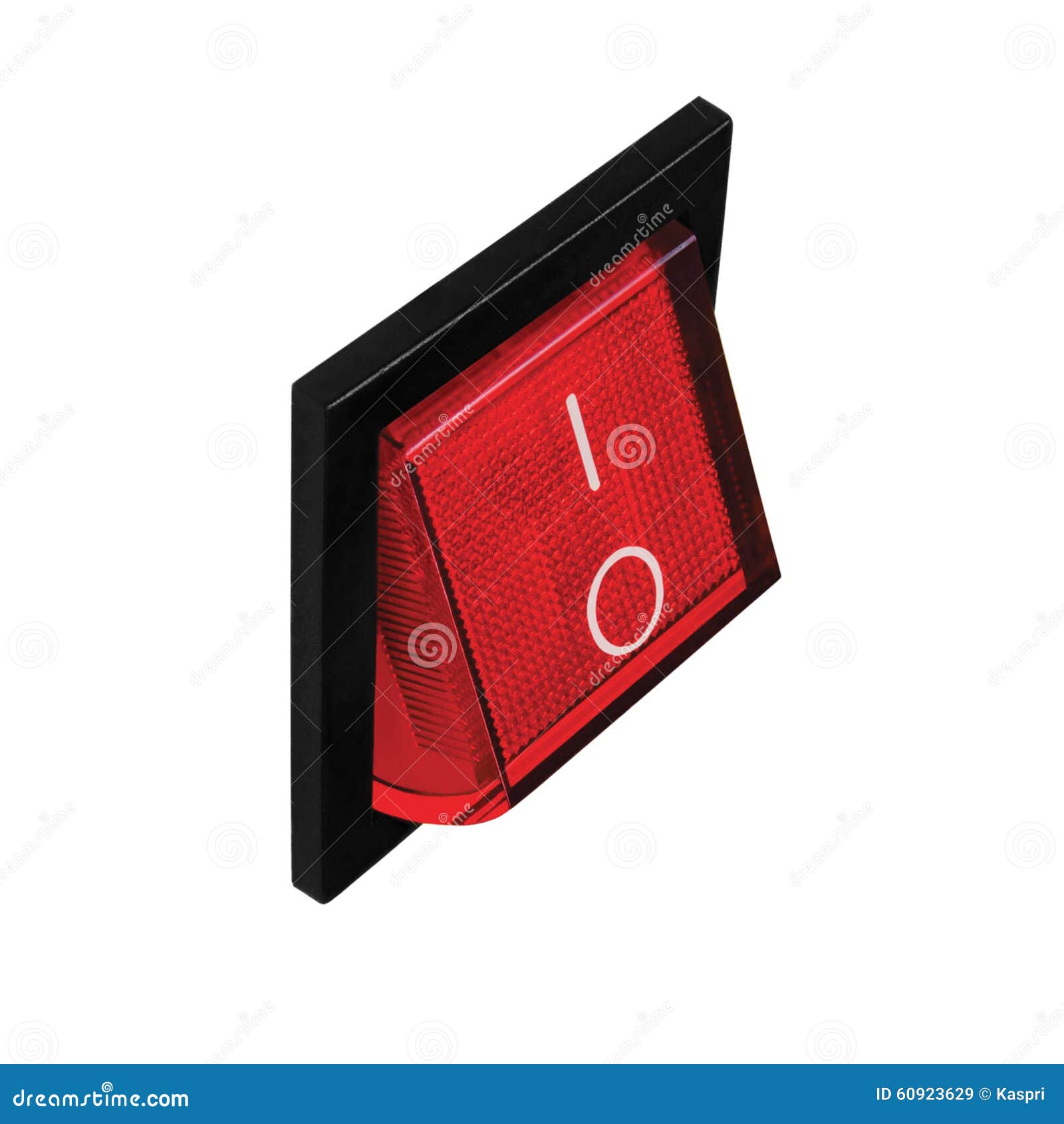 Red Power Switch at on Position, Large Detailed Isolated Macro Closeup ...